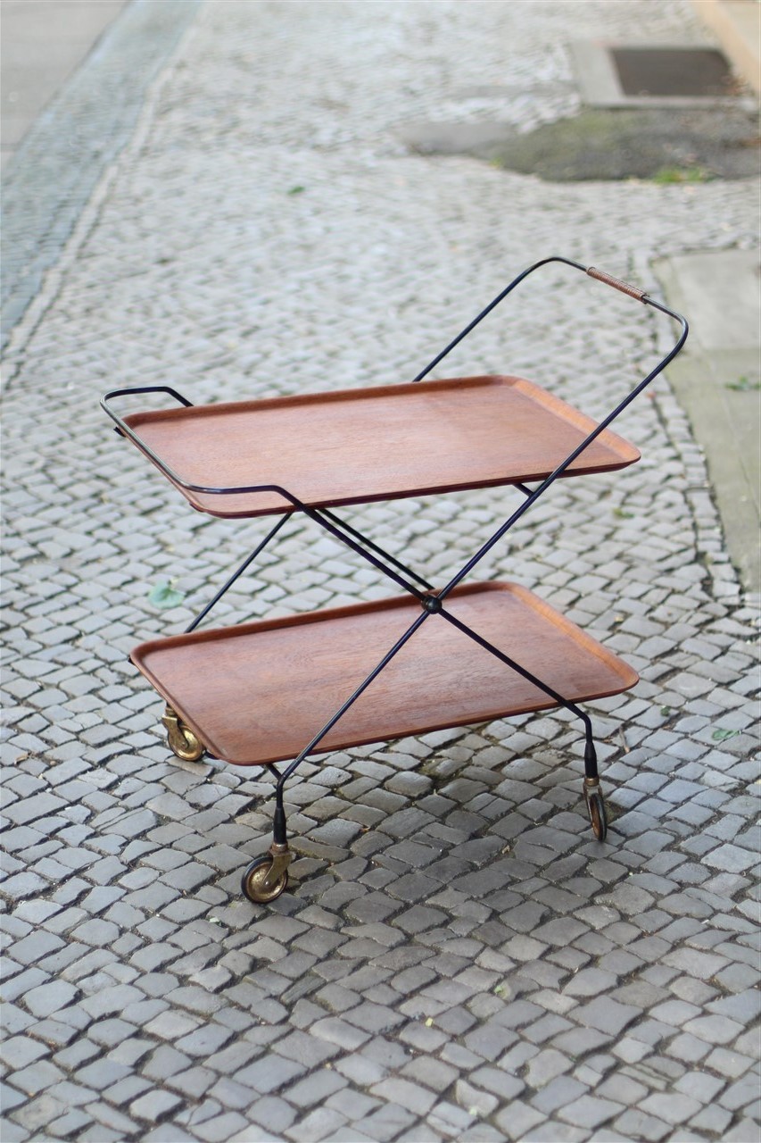 Foldable teak tea trolley - Vintage Galore