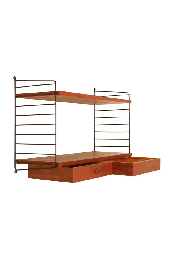Mid century “String” / Strinning teak shelf / shelving unit with ...